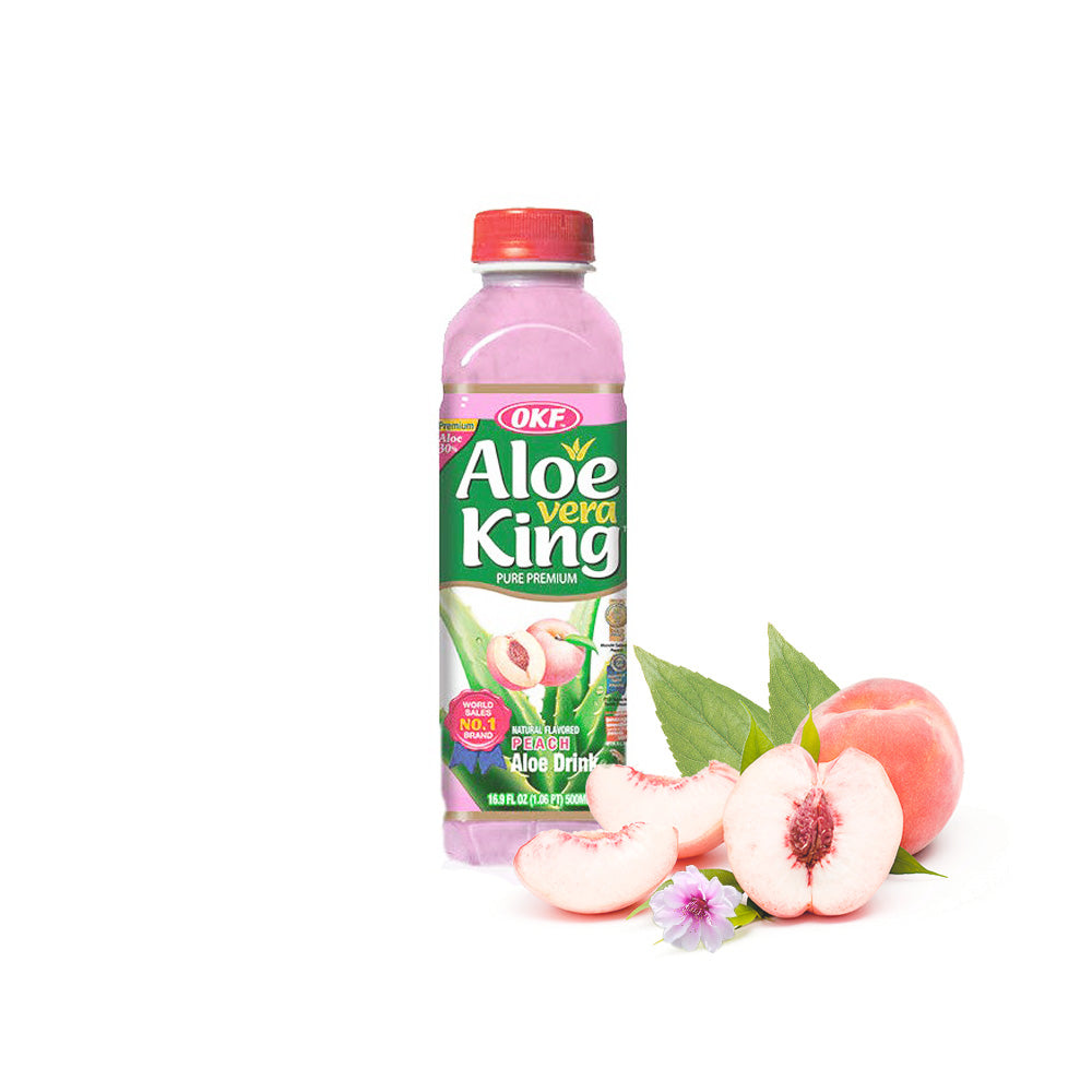 Bebida de Aloe Vera King Sabor a Melocotón 500ml OKF – Alimentacion Asiatica KIMJIA